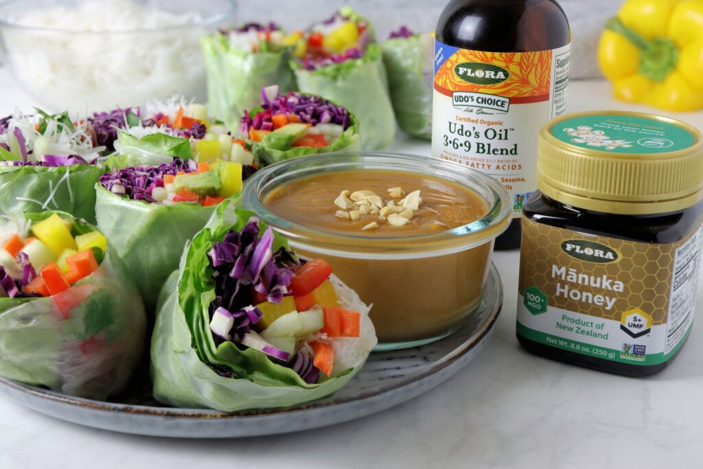 Rainbow Spring Rolls with Peanut Sauce - Better Living