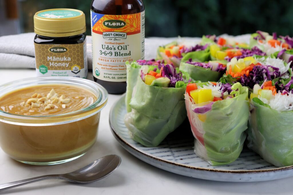Rainbow Spring Rolls with Peanut Sauce - Better Living